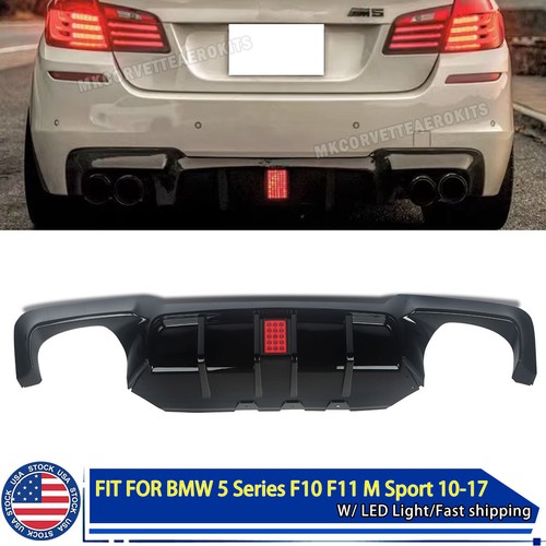 FOR 2010-16 BMW F10 M5 F1 Style Rear Bumper Diffuser Lip Gloss Black w ...