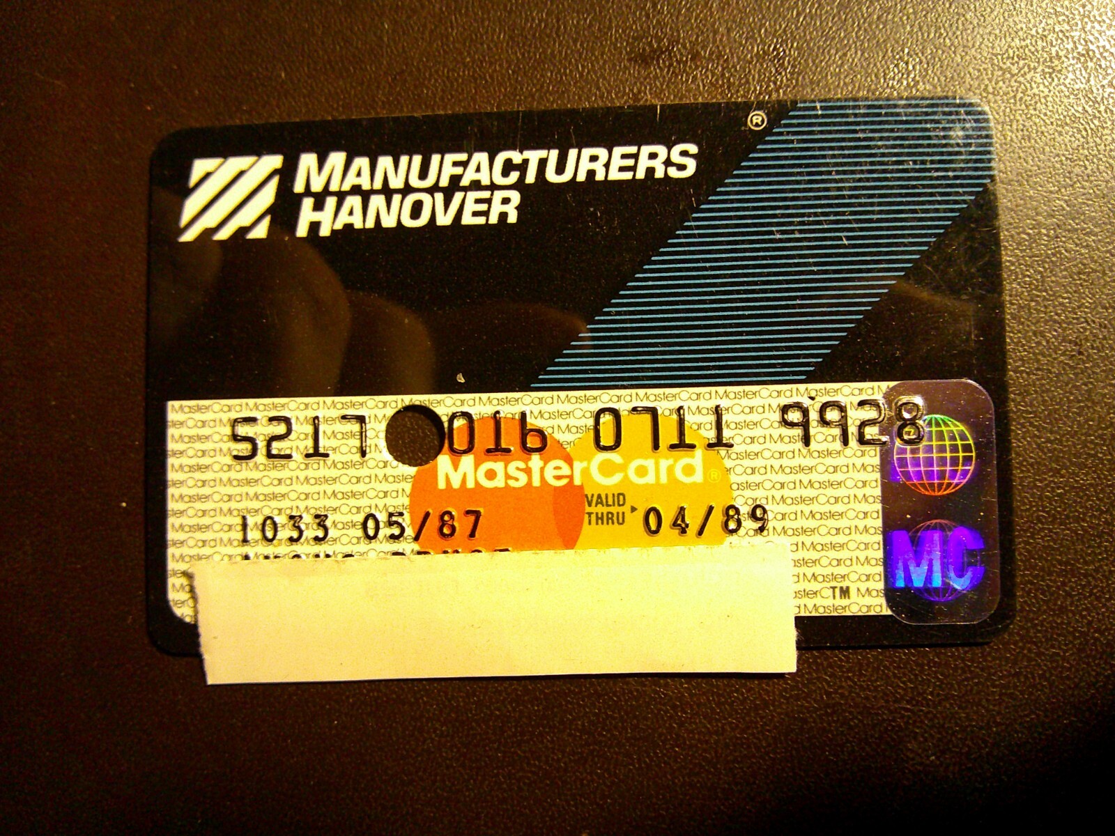 VINTAGE *MANUFACTURERS HANOVER MASTER CARD* RARE EXPIRED CREDIT CARD ...