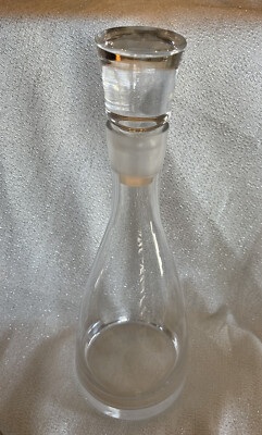 Vtg Simple Modern Clear Glass Wine Water Decanter With Glass Stopper ...
