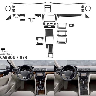 32Pcs Real Carbon Fiber Full Interior Dash Trim Kits For VW Passat NMS ...