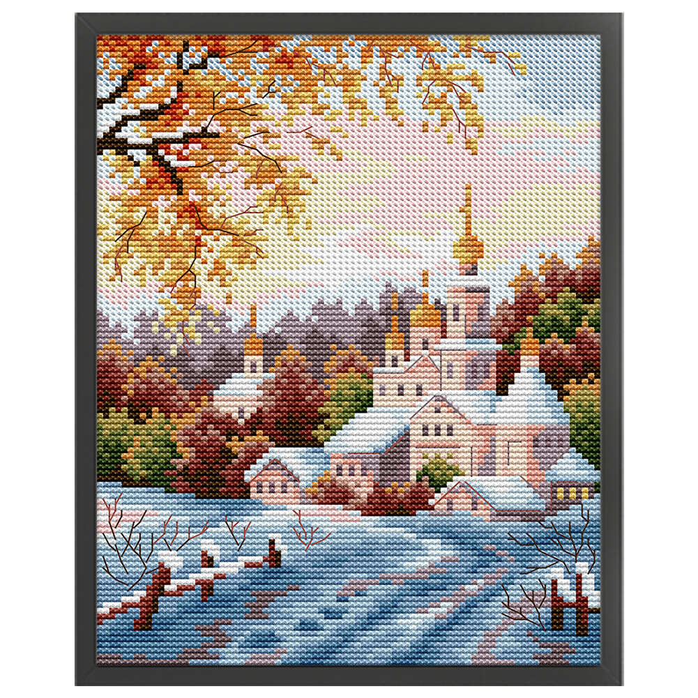Full Embroidery Eco-cotton Thread 14CT Counted Temple Cross Stitch ...
