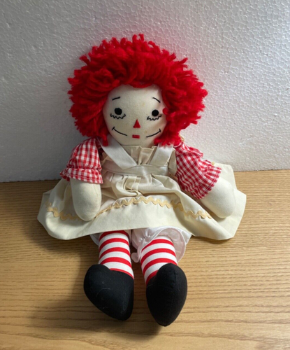 Vintage Raggedy Ann Doll Cloth Doll Rag Doll Yarn Hair I Love You 16 ...