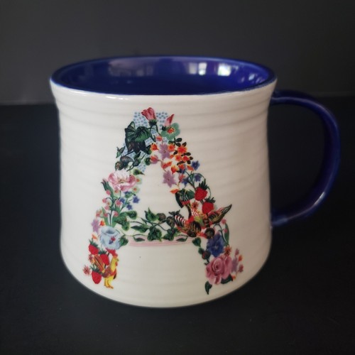 Nathalie Lete Anthropologie Monogram Letter "A" Coffee Mug Floral ...