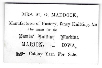 Marion Iowa 1800's hosiery business card | eBay