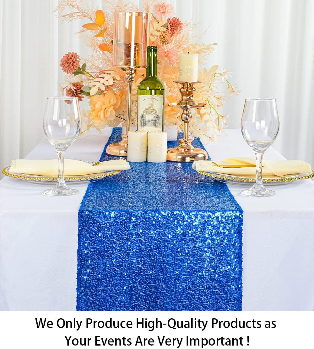 10Pc 12''x108'' Royal Blue Sequin Table Cover Runner Tablecloths for ...