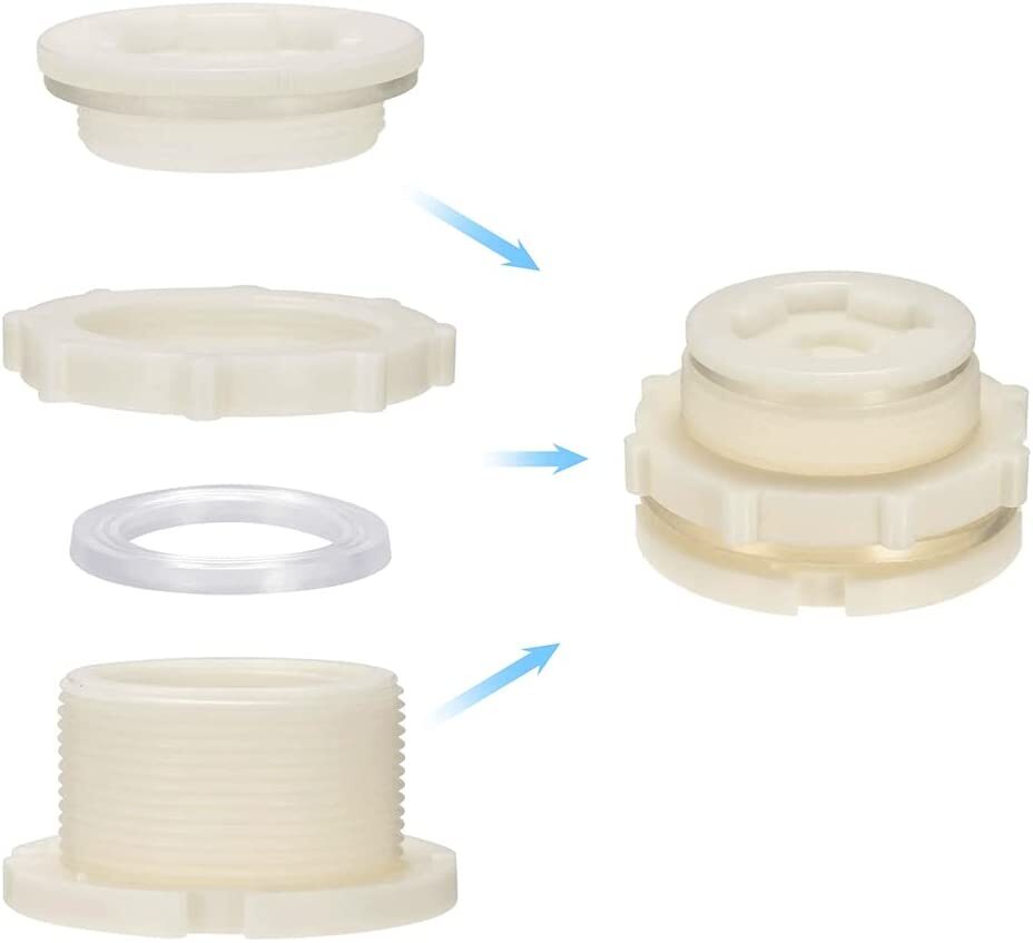 1" Female ABS Bulkhead Fitting Plastic Water Tank Connector Adapter ...