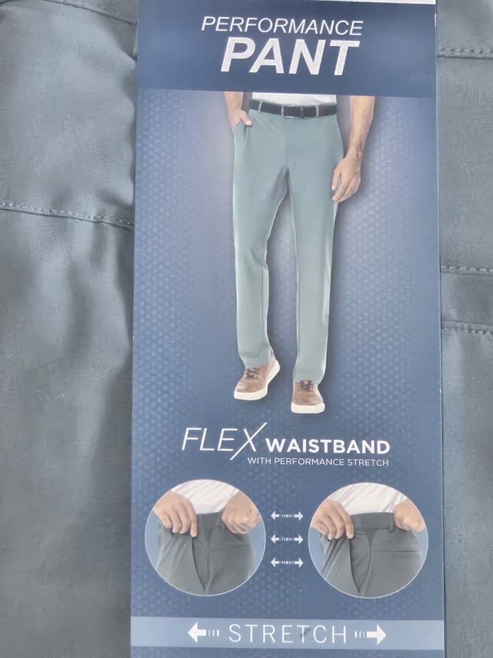 New Greg Norman Men's Golf Performance Flex Waistband Pants 40X29 Light ...