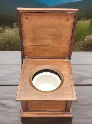 Antique 1880s Wooden Bedside Commode Toilet Box Primitive With Chamber ...