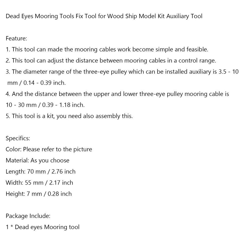 Dead Eyes Mooring Tools Fix Tool for Wood Ship Model Kit Auxiliary Tool ...