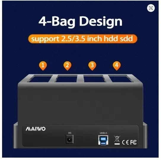 4 Bay Hard Drive Enclosure Sata to USB 3.0 External Multi-Bay 2.5& 3.5 ...