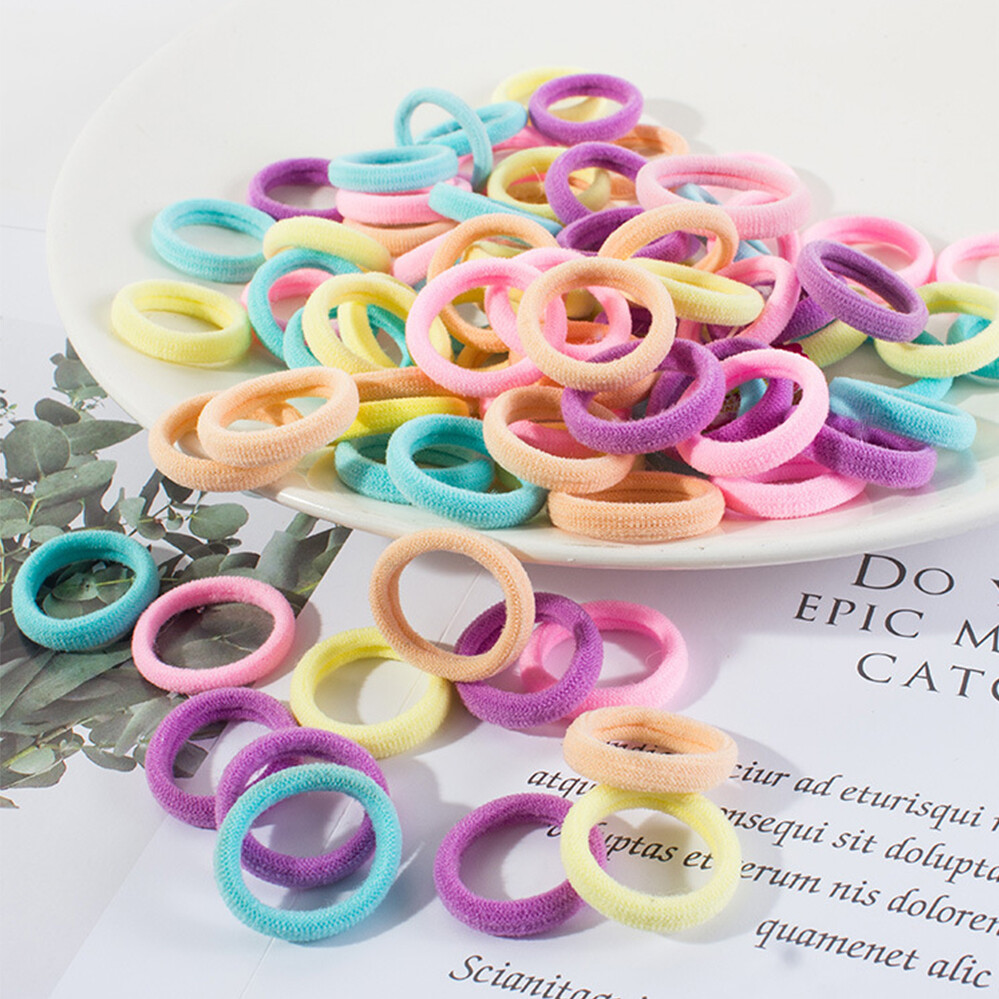 100x Colorful Ropes Ring Ponytail Holder Baby Elastic Rubber Band Kids ...