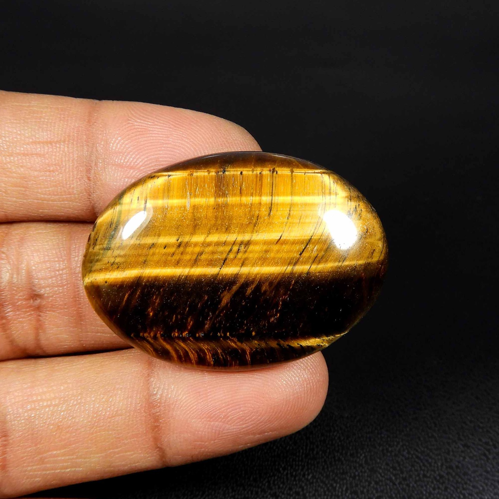 Natural Yellow Tiger Eye Cabochon 40x29 mm Oval Flashy Gemstone Loose ...