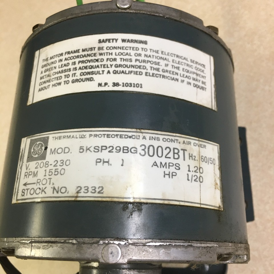 GE General Electric Motor 5KSP29BG3002BT Stock 2332 1/20 HP 1550 RPM ...