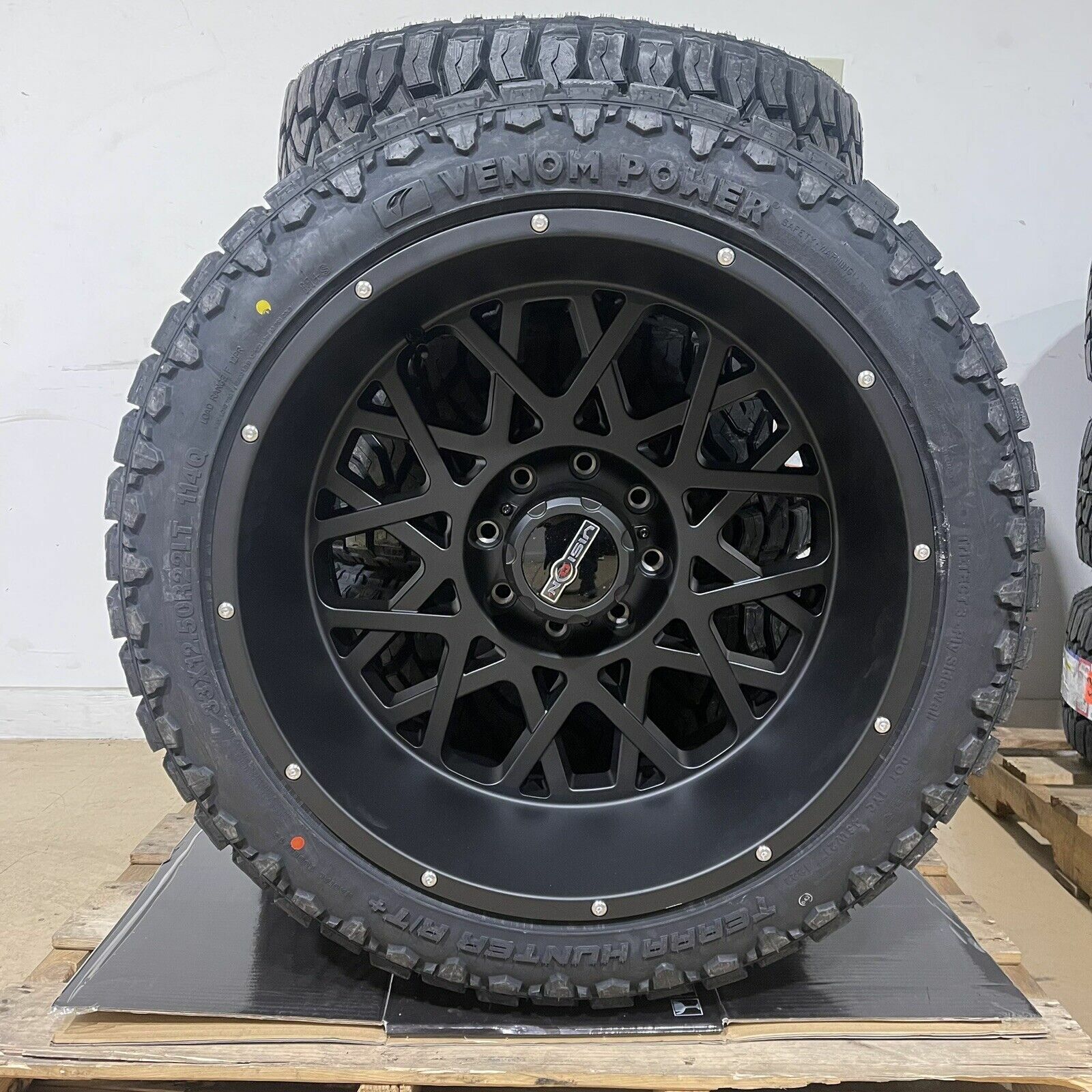 22x12 Vision Rocker Black Wheels 33" AT Tires Package 5x5.5 Dodge Ram ...
