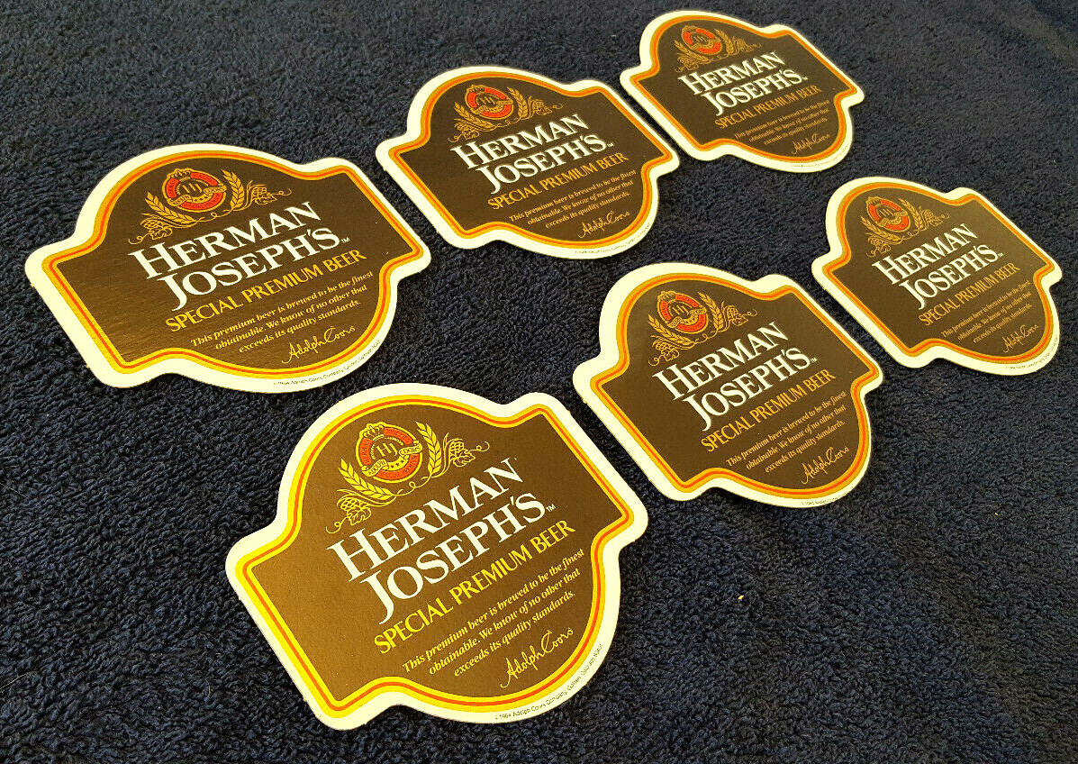 HERMAN JOSEPH-Lot Of 6 Beer Bar Coasters-Vtg-Paper-Golden Colorado-1984 ...