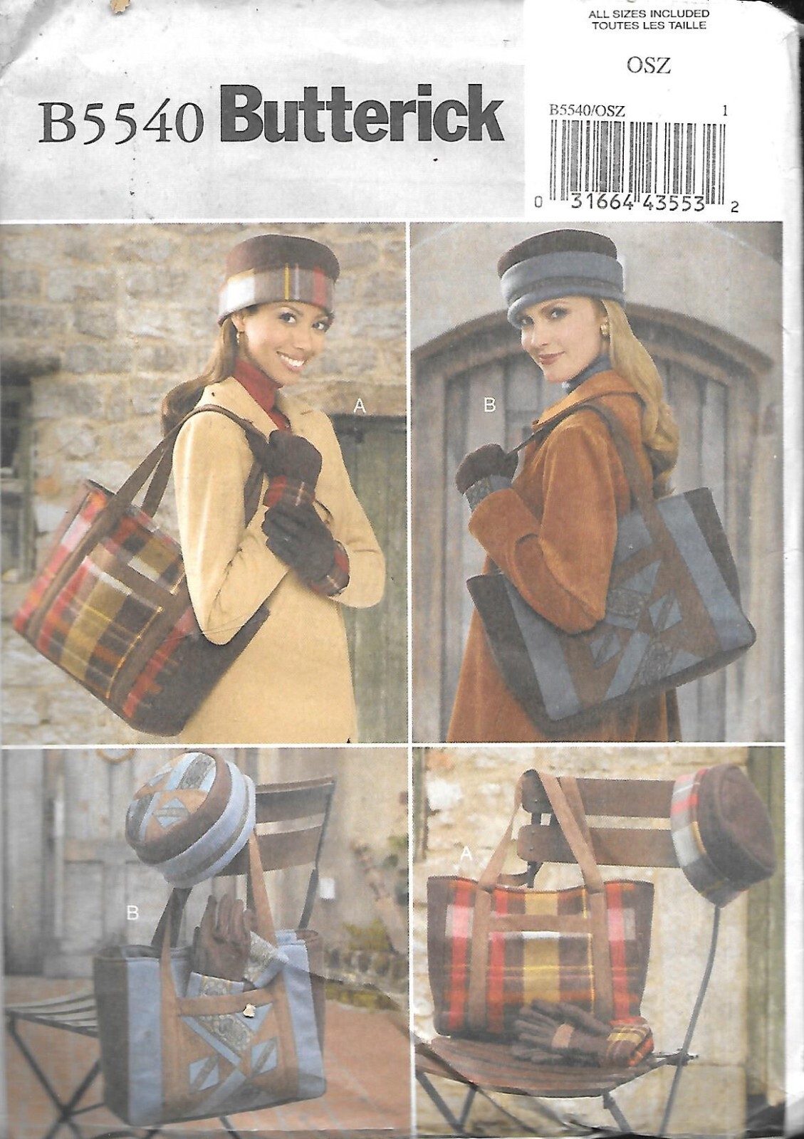 Butterick #B5540 One Size Tote Hat Gloves Accessory | eBay