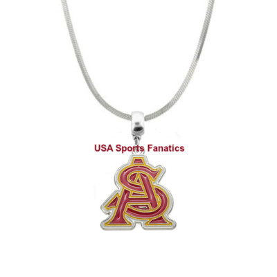 ASU - Arizona State Sun Devils Team Logo Pendant Necklace On A 925 ...
