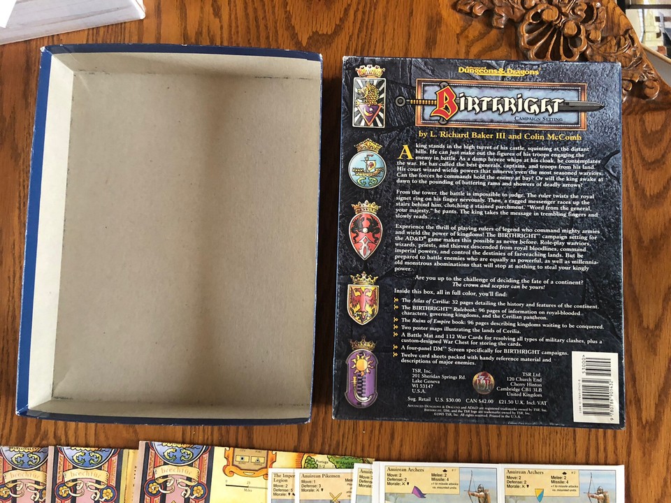 BIRTHRIGHT CAMPAIGN SETTING Dungeons & Dragons 1995 Boxed Set COMPLETE ...