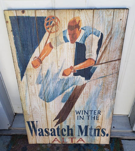 Ski Wood Wall Sign by Red Horse Signs Alta Winter Snow Wasatch Mtns. 20 ...
