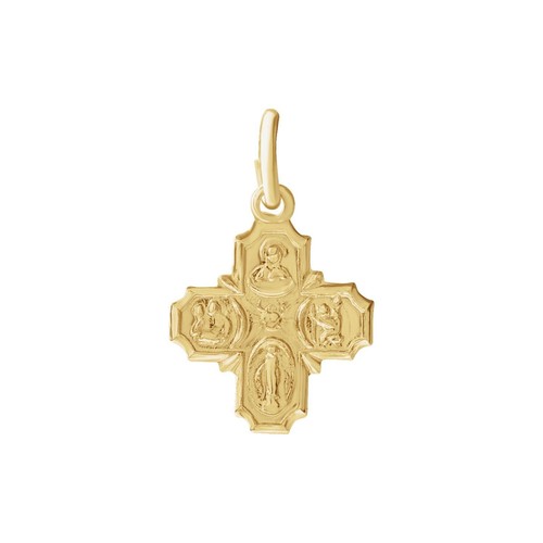 14K Yellow Gold Four-Way Cross Medal Pendant for Women 0.26gm L-8mm, W ...