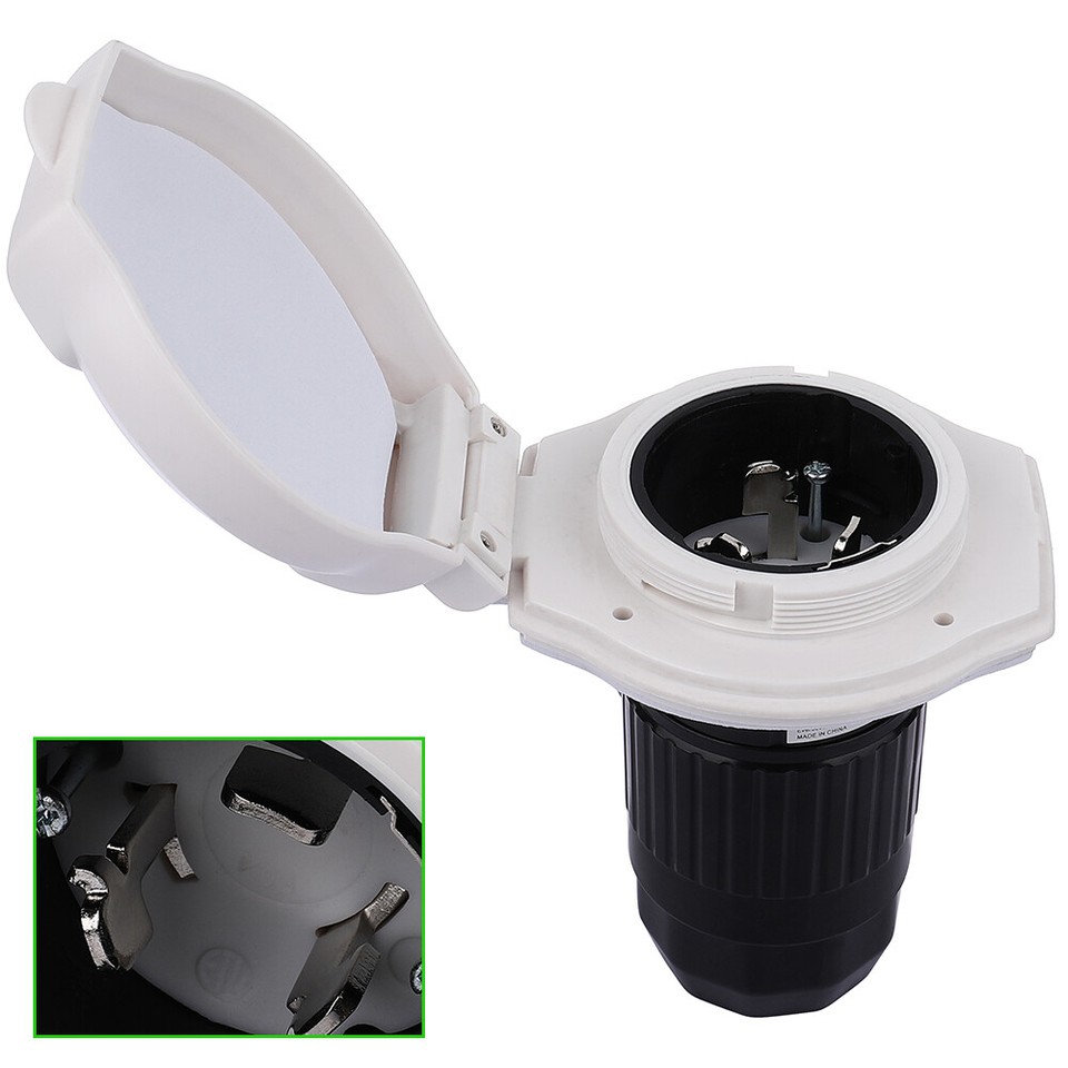 50 amp Power Cord Twist Electrical Lock in White Boat RV Marine Inlet ...