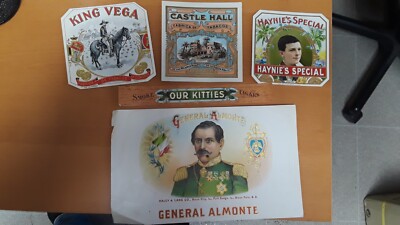Lot of 5 Old Vintage - CIGAR Box END LABELS - All Different | eBay