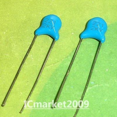 1000 PCS 2KV221 DIP-2 High Voltage Ceramic Capacitor 220pF 2KV 2000V ...