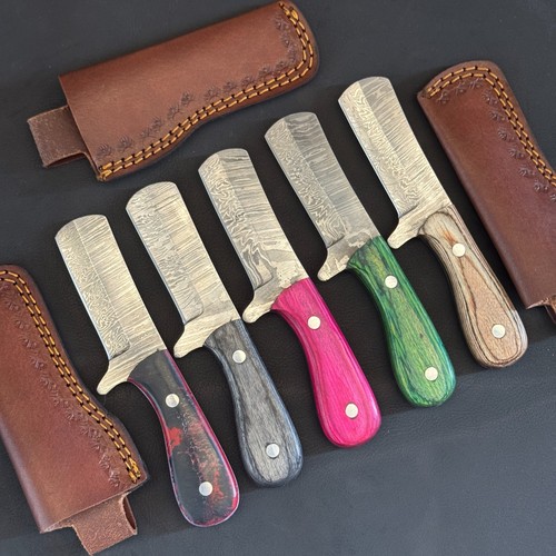 Handmade Damascus Steel Custom Bull Cutter Knife Set Of 5 AL 68 | eBay
