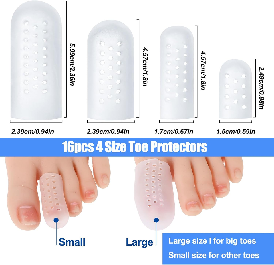 16 Pieces Gel Toe Caps, Silicone Toe Protector Toe Covers, Gel Toe ...