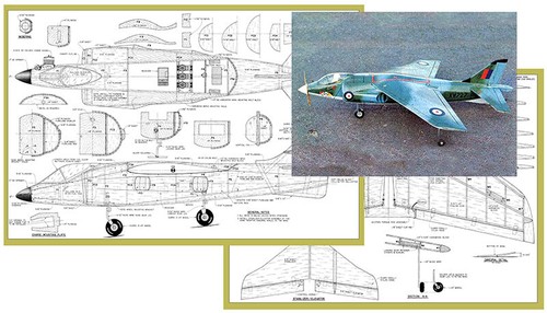 Model Airplane Plans (RC): Hawker Harrier 36" Sport-Scale for .40 ...