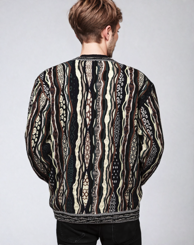 Geccu 3D Multi Colour Merino Wool V Cardigan Sweater Knitwear Force ...