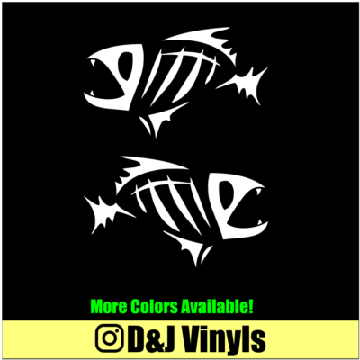 SKELETON BONE FISH SET Vinyl Decal Sticker Window Car Fishing Boat | eBay