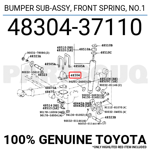 4830437110 Genuine Toyota BUMPER SUB-ASSY, FRONT SPRING, NO.1 48304 ...