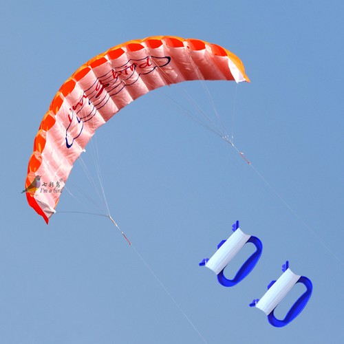 NEW 1.4m Power Kite outdoor Toys Parafoil Parachute orange DUAL LINE ...