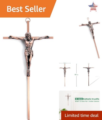 Metal Wall Cross - 10 Inch - Antique Copper - Catholic Crucifix for ...