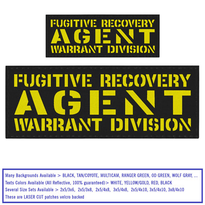 Bundle Set 2 Fugitive Recovery Agent Warrant Reflective Patches Plate ...