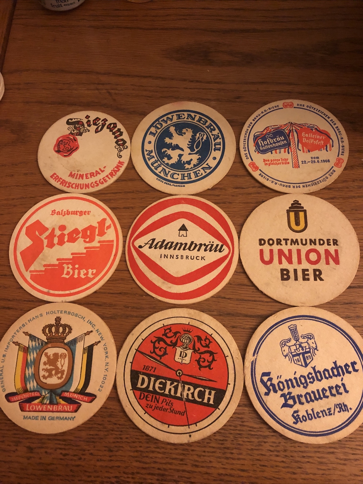 Lot 9 Different Vintage German Beer Coasters Diekirch Salzburger ...