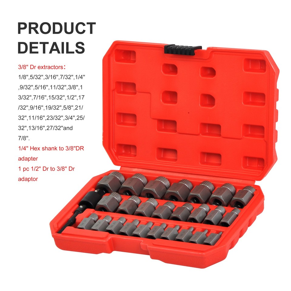 27pcs Multi-Spline Screw Extractor Set Hex Head Bit Socket Wrench Bolt ...