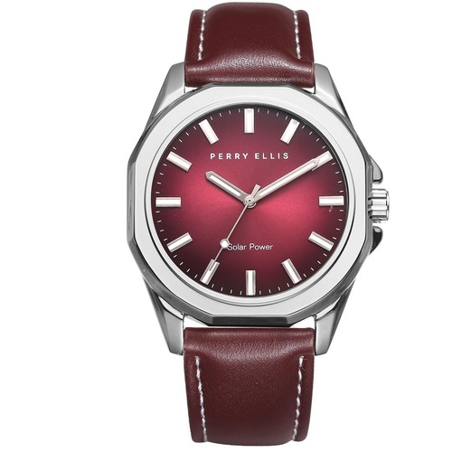 Perry Ellis Solar Powered Mens Watch | Vegan Leather Water-Resistant ...