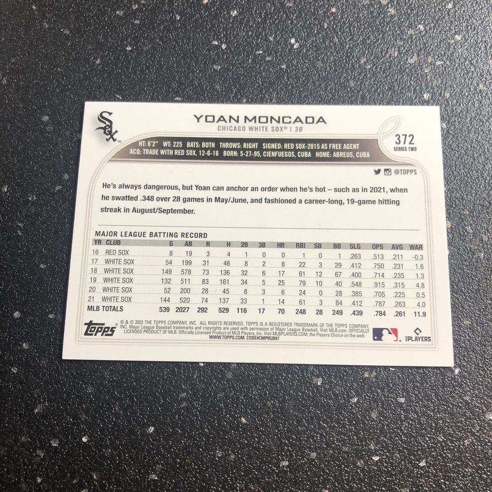 Yoan Moncada 2022 Topps Series 2 Baseball #372 MLB Chicago White Sox 3B ...