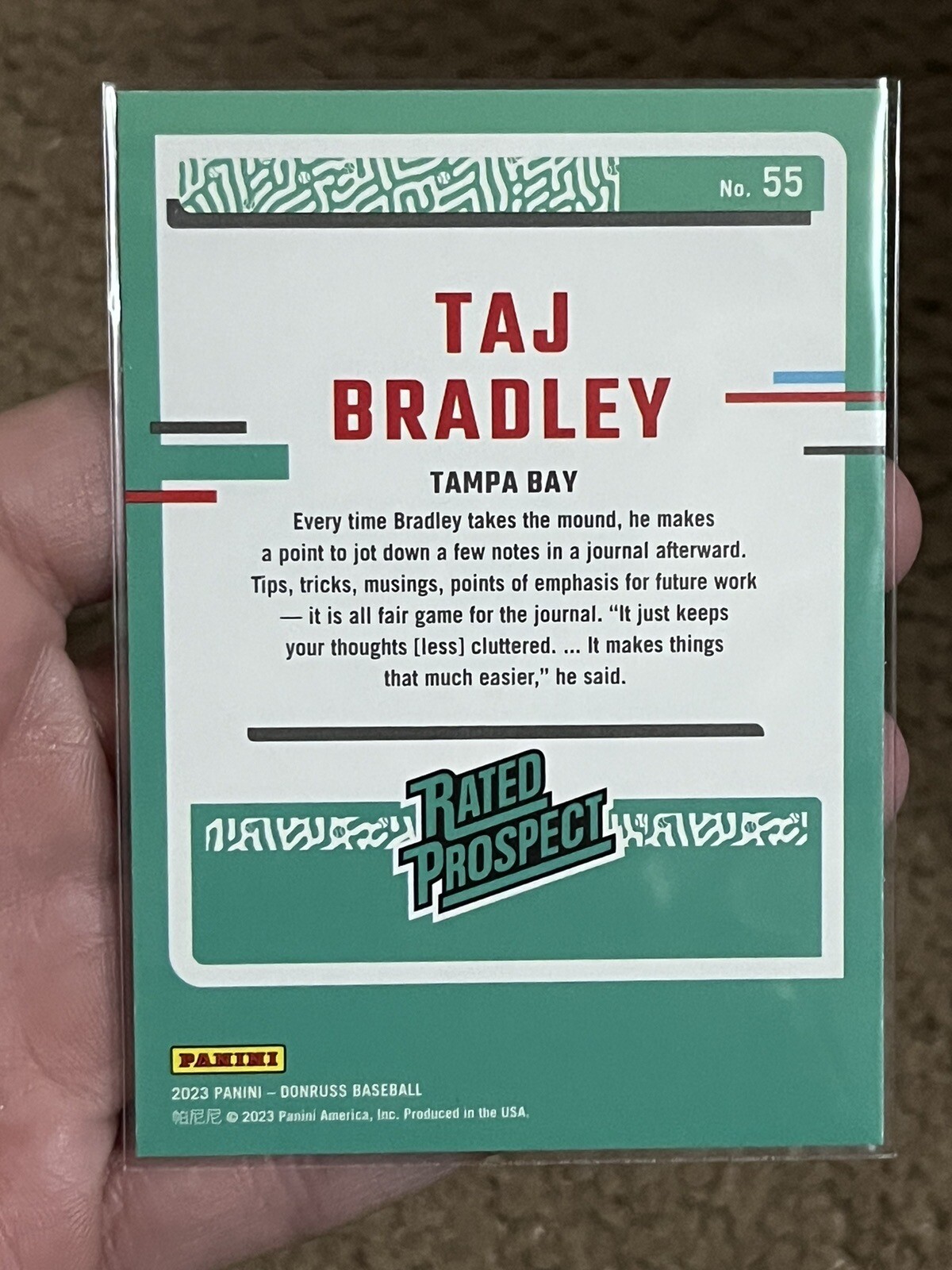 2023 Panini Donruss Holo Purple Rated Rookie Card #55 Taj Bradley Tampa ...