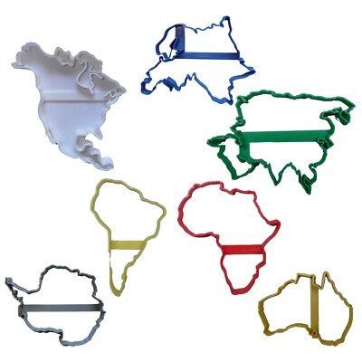7 CONTINENTS OF THE WORLD TRAVEL MAP SET OF 7 COOKIE CUTTERS MADE IN ...