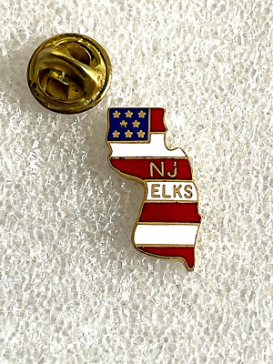 NJ Elks State with American Flag Lapel Pin . #24 | eBay
