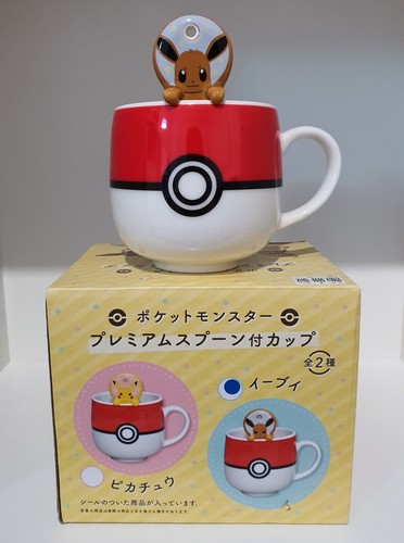 NEW RARE Pokemon Pokeball Eevee Coffee Tea Mug Ceramic Cup with Spoon ...