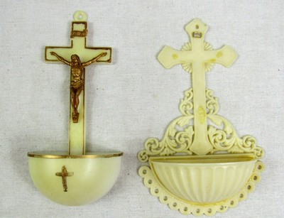 Vintage Pair Holy Water Fountains Crucifix Italy Hong Kong Catholic ...