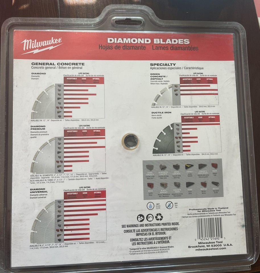 Milwaukee 9” Diamond Premium Segmented Blade (49-93-7025) | eBay