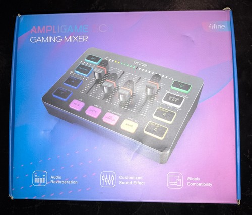 Fifine AmpliGame SC3 Compact Streaming RGB PC Gaming Audio Mixer Black ...