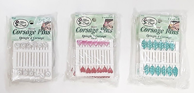 NEW Corsage/Craft Pins, Leaves, Flowers, Hearts, 6 Cards of each, 216 ...