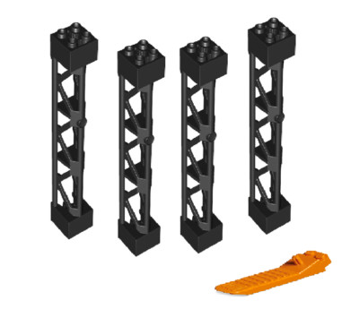 Lego 4 New Black Girder City Building Support Pieces Plus Brick Picker ...
