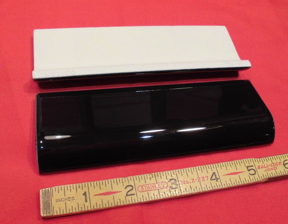 1 pc. Glossy Black 2" X 6" X 5/8" Ceramic Radius Bullnose Tiles, Mud ...